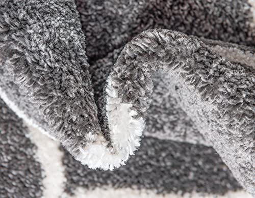 Unique Loom Trellis Frieze Collection Area Rug - Rounded (4' 1" x 6' 1", Dark Gray/ Ivory)