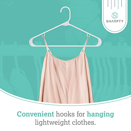 Sharpty Plastic Hangers Clothes Hangers for Clothing, Closet, Coats & Shirts - Durable, Thick, Tough & Space Saving - for Everyday Standard Use, Room Essentials & Basics - 60 Pack - Color