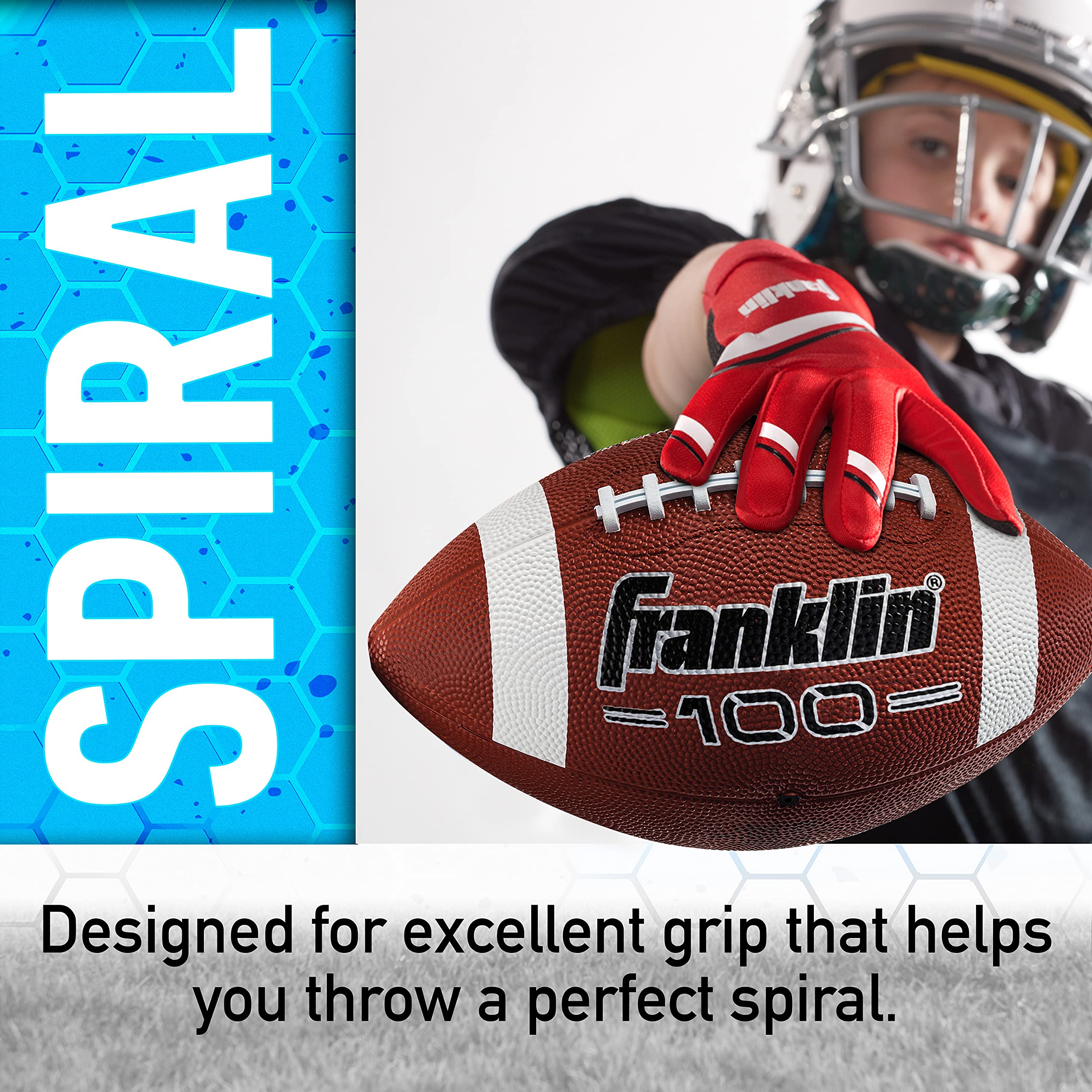 Franklin Sports Junior Football - Grip-Rite 100 - Kids Junior Size - Youth - Durable Outdoor Rubber Football - Classic Brown