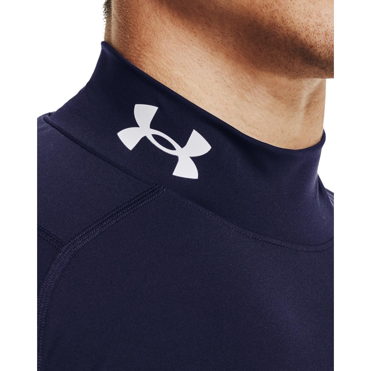 Under Armour Men's HeatGear Armour Comp Mock Short Sleeve T-Shirt, Midnight Navy (410)/White, Medium