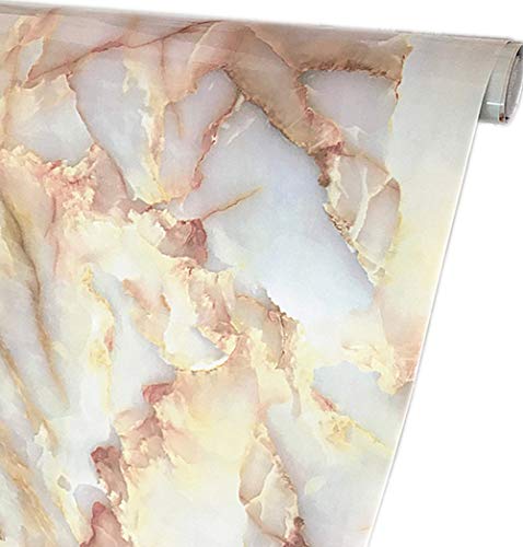Teemall Self Adhesive Jade Look Marble Gloss Film Contact Paper Waterproof Shelf Liner Drawer Cabinet Sticker 15.6inch by 78inch