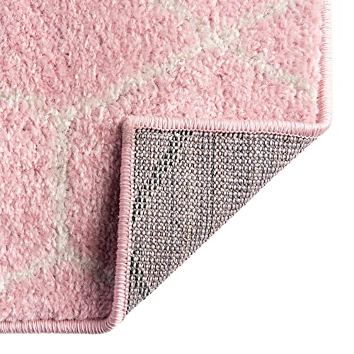 Unique Loom Trellis Frieze Collection Area Rug - Geometric (4' 1" x 6' 1", Light Pink/ Ivory)