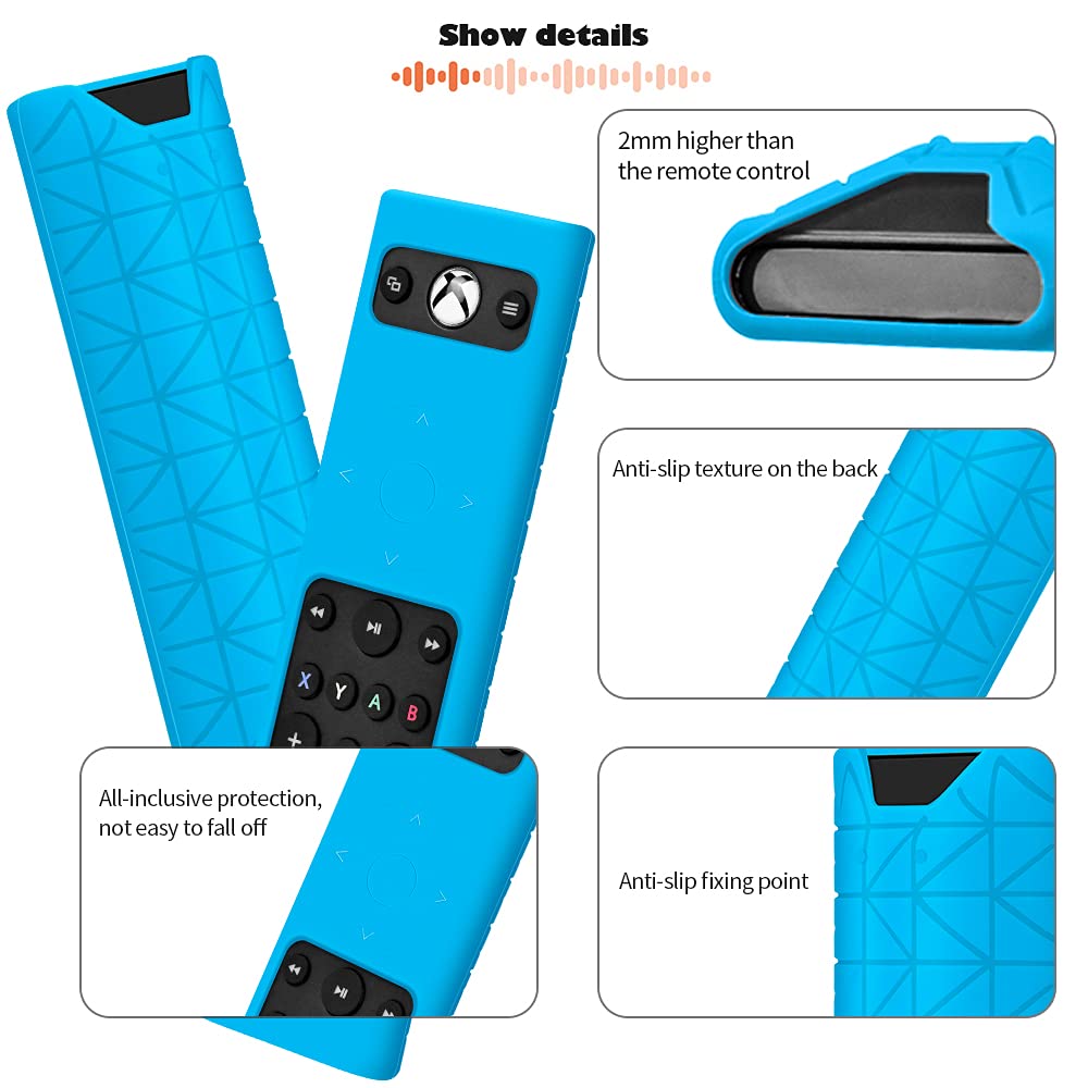 Silicone Protective Case for PDP Gaming Multipurpose Media Remote Control: Xbox Series X|S/Xbox One/Xbox, PDP Xbox One Anti-Slip and Anti-Drop Remote Control Protective Cover (Glow Blue)