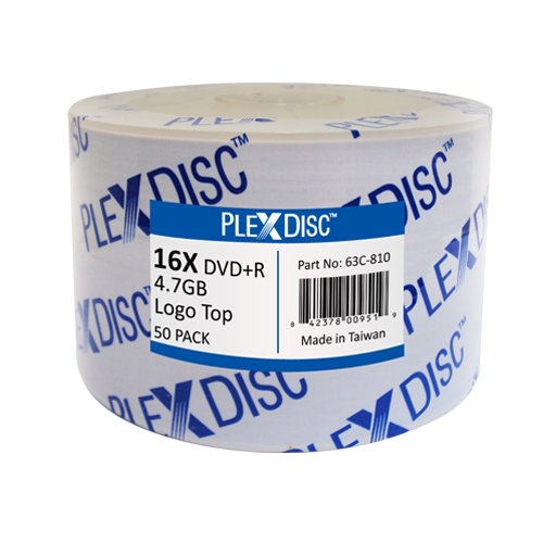 PlexDisc 63C-810 16x 4.7GB Logo Top DVD+R 50 Disc Spindle