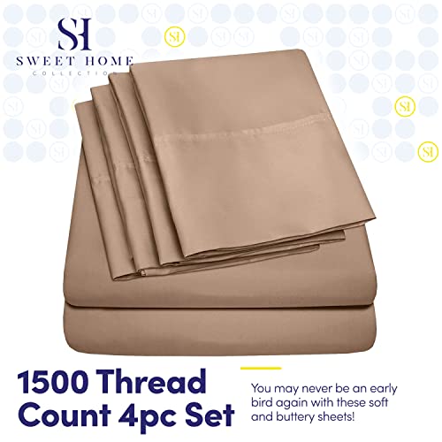 Twin XL Size Bed Sheets - 4 Piece 1500 Supreme Collection Fine Brushed Microfiber Deep Pocket Twin X-Large Sheet Set Bedding - 1 EXTRA PILLOW CASES, GREAT VALUE, Twin XL, Taupe