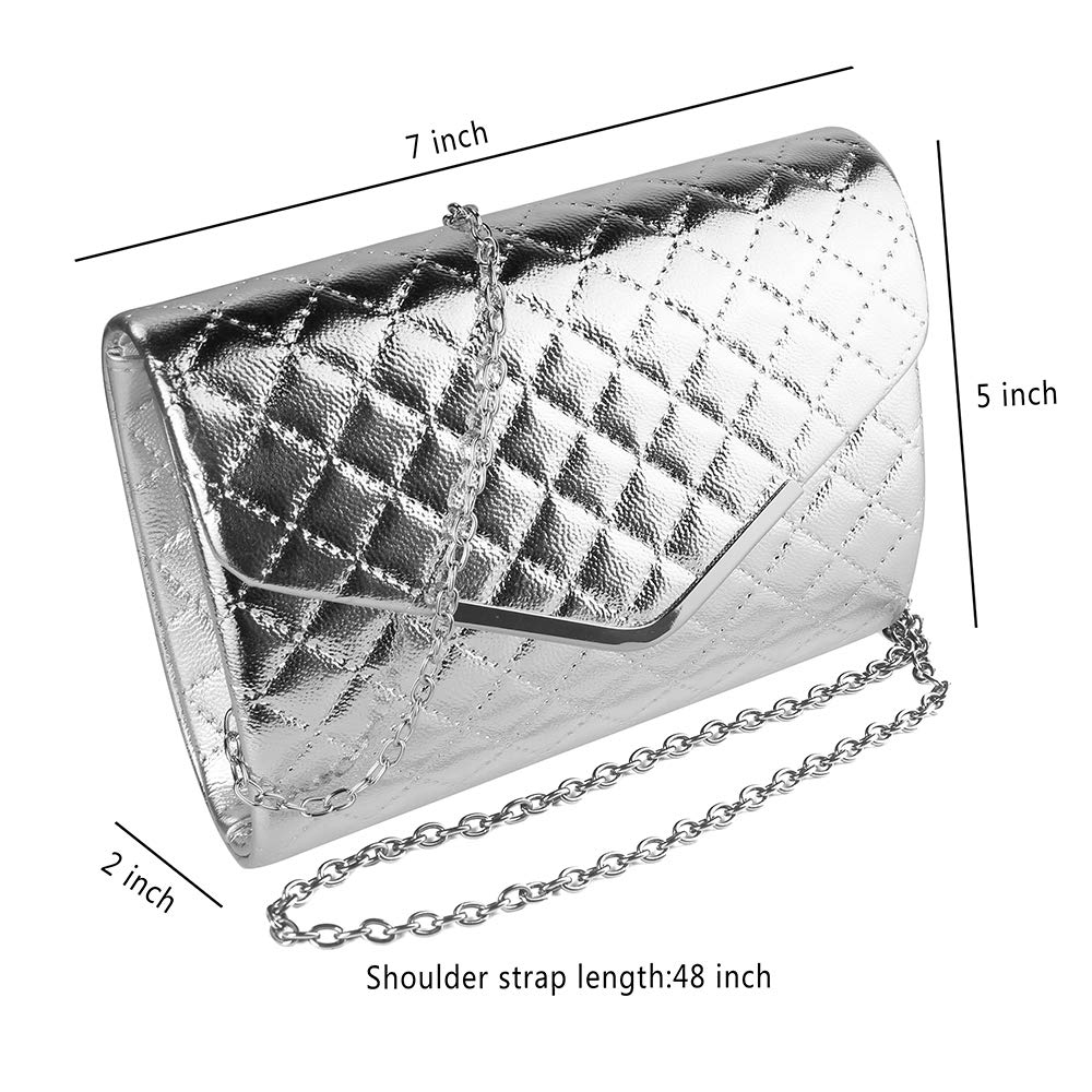 Maggie Women Handbag Elegant Quilted Clutch Crossbody Satchel Metal Chain Ladies Purse