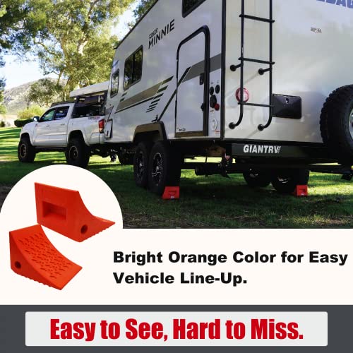 SECURITYMAN Heavy Duty Wheel Chocks (2 Pack) - Durable, Non-Slip, Solid Rubber Wheel Chocks for Boat Trailers, RV, Truck, Camper - Perfect on All Surfaces and in All Weather - Orange