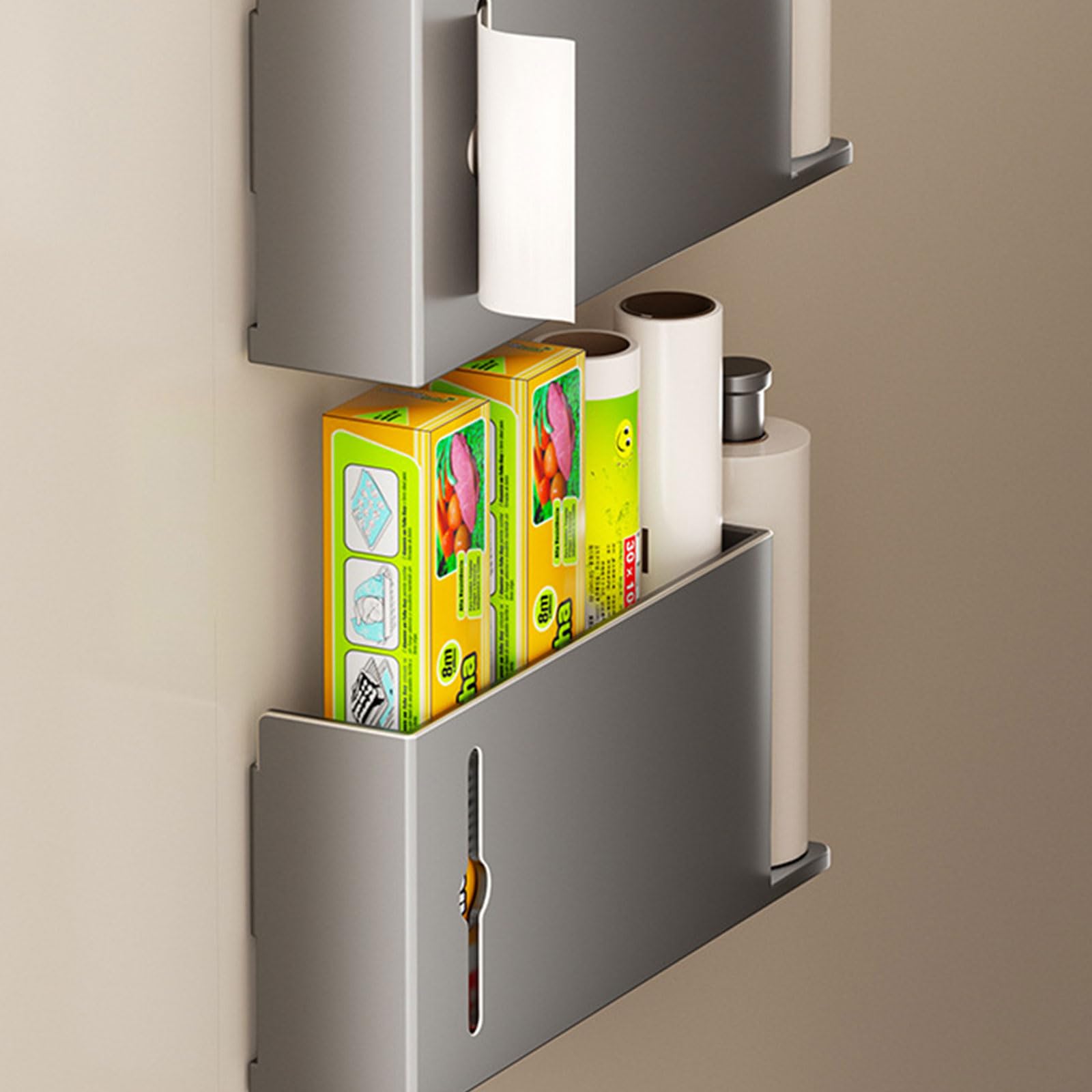 KATAZO Convenient Kitchen Cabinet Organiser for Foil and Sandwich Bags Cupboard Door Storage Box Wall Mounted Bathroom Rack