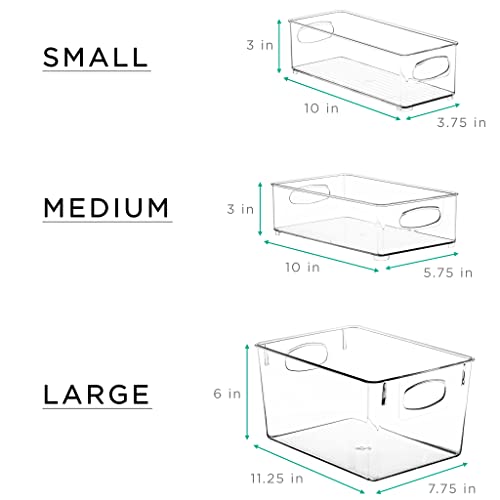 Sorbus Storage Bins Clear Plastic Organizer Container Holders with Handles β Versatile for Kitchen, Refrigerator, Cleaning Supplies, Cabinet, Food Pantry, Bathroom Organization (Set of 10, Clear)
