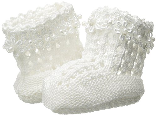 Jefferies Socks Baby Girls' Newborn Daisy Pearl Bootie, White
