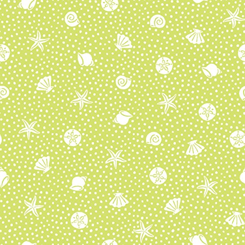 Stitch & Sparkle Fabrics, Under The Sea, Shell and Starfish Kiwi Cotton Fabrics, Quilt, Crafts, Sewing, Cut by The Yard, 44 Inches (SSUN204)