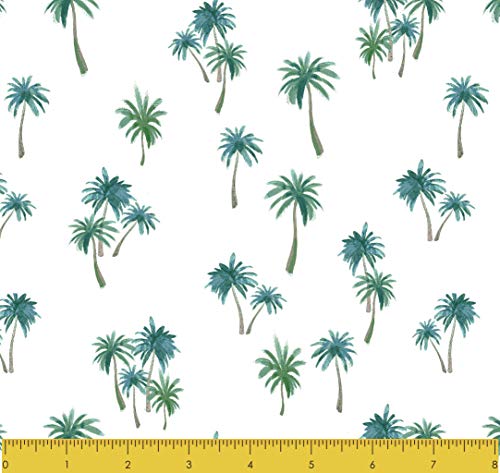 Stitch & Sparkle Fabrics, Tropical, Coconut Trees Cotton Fabrics, Quilt, Crafts, Sewing, Cut by The Yard, 44 Inches (RTCTP07)