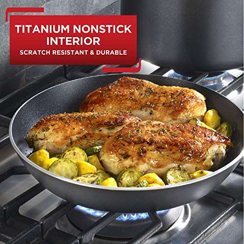 T-fal Experience Nonstick 3 Piece Fry Pan Set 8, 10.25, 12 Inch Induction Cookware, Pots and Pans, Dishwasher Safe Black