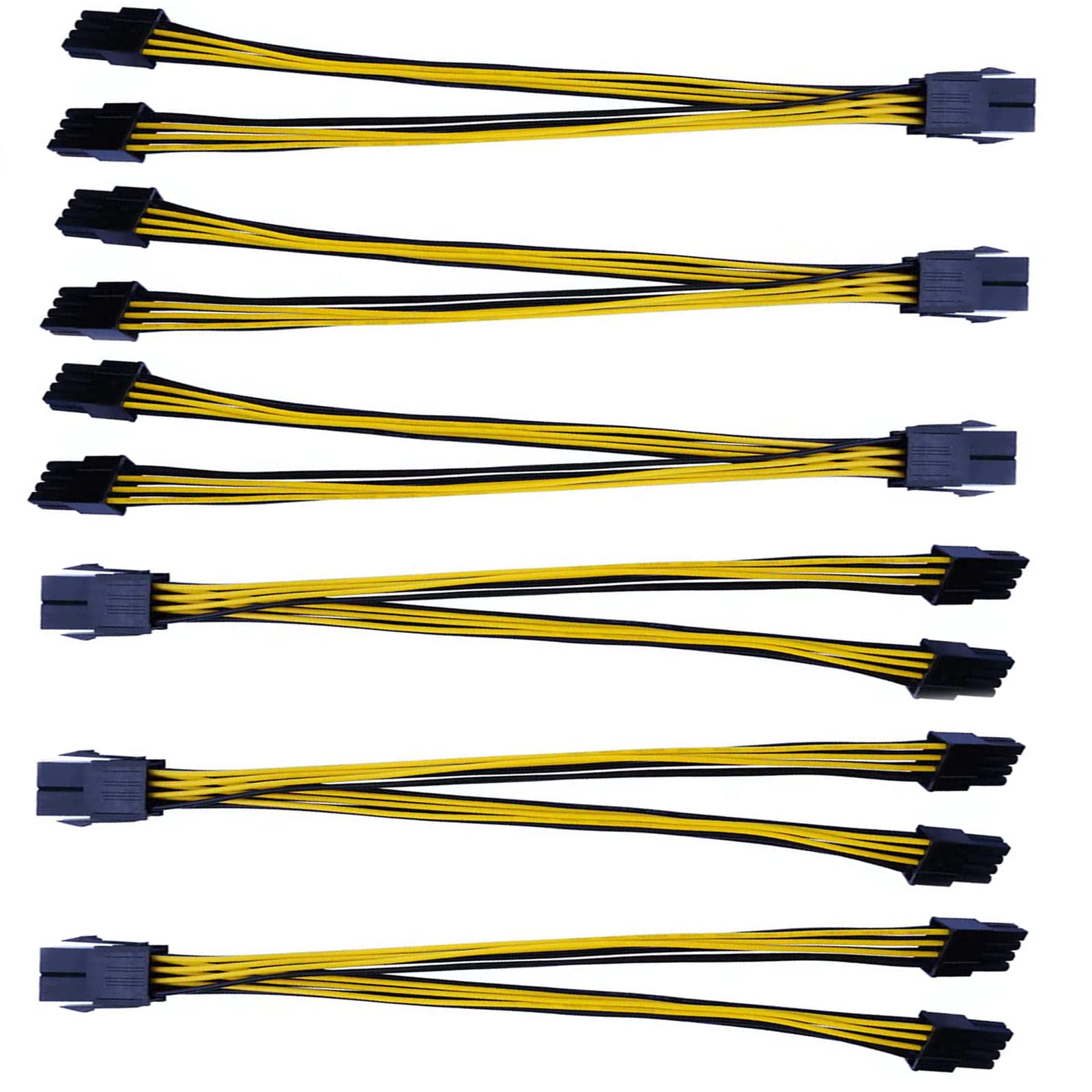 Sruixin Pcie Splitter,GPU VGA 8 Pin to Dual 8 Pin (6+2) Mining Graphics Card Extension Power Cable 9 Inches (6 Pack)