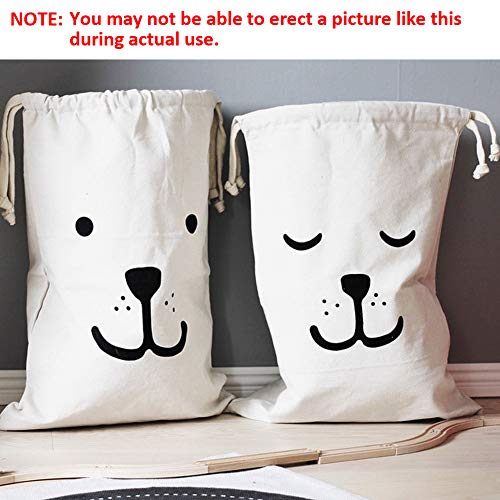 Lependor Kids Toy Canvas Duffle Storage Carry Heavy Duty Basket Laundry Bag Reusable Wall Delicates with Drawstring Pouch Christmas Gift for Travel, Ladies Sweater (Smile,18" x 26")