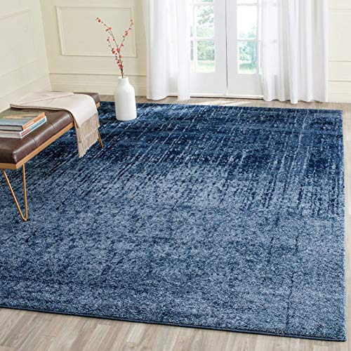 SAFAVIEH Retro Collection Area Rug - 9' x 12', Light Blue & Blue, Modern Abstract Design, Non-Shedding & Easy Care, Ideal for High Traffic Areas in Living Room, Bedroom (RET2770-6065)