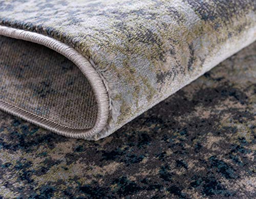Unique Loom Mystic Collection Area Rug - Seine (2'x 6' Runner, Navy Blue/ Beige)