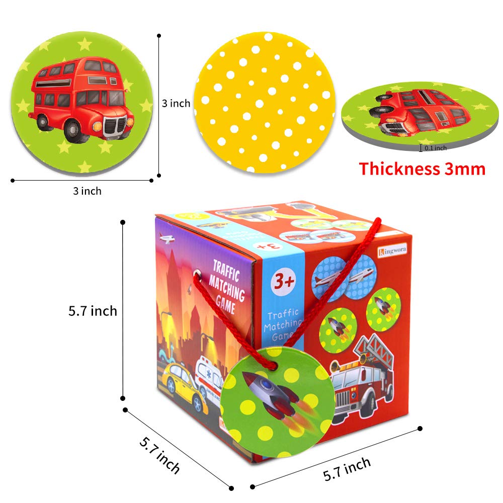 Memory Card Game-16 Pairs Transportation Theme Memory Matching Games for Kids 3 and Up,Memory Matching Game for Toddlers,Non Toxic Preschool Learning Activities