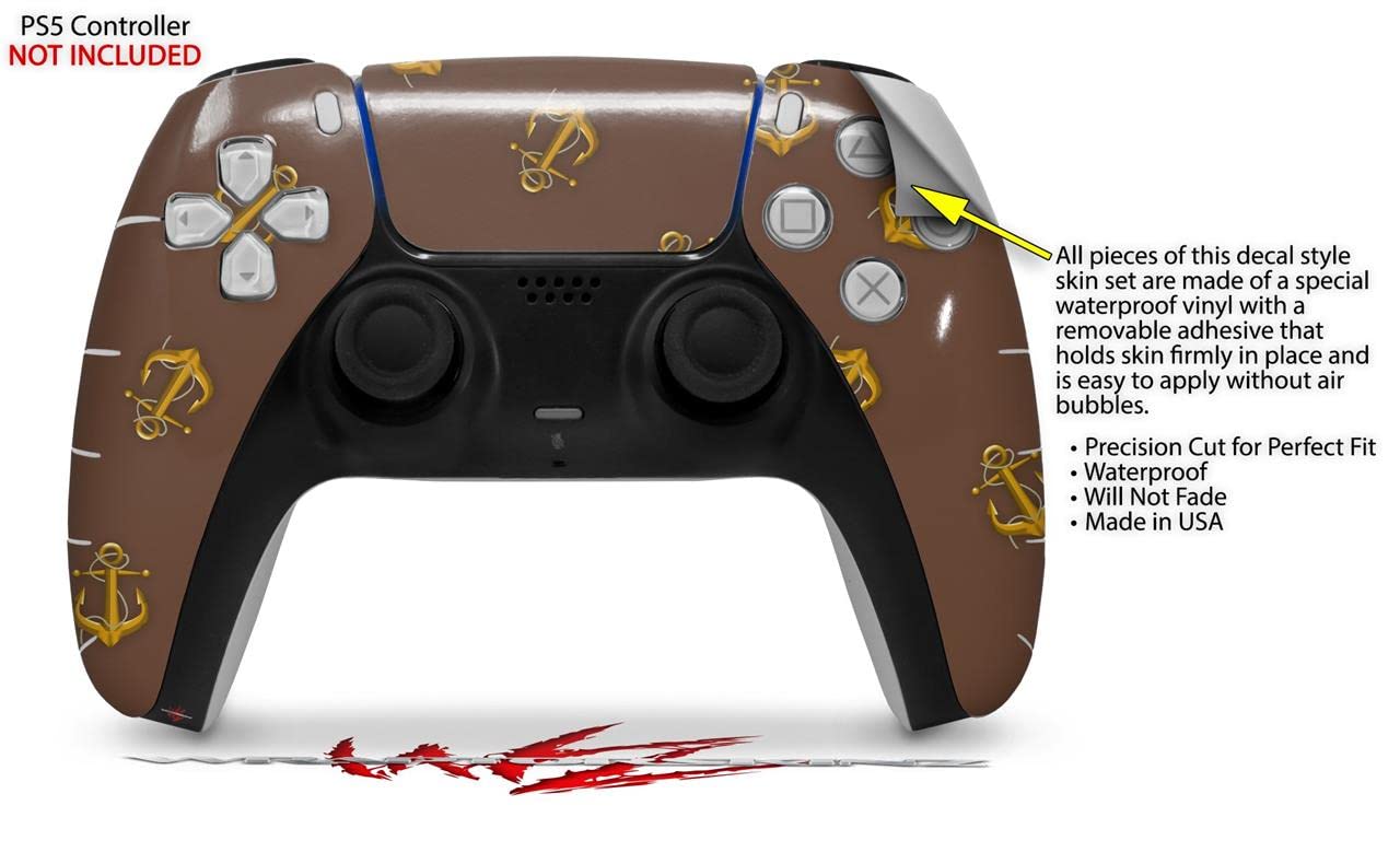 WraptorSkinz Skin Wrap compatible with Sony PS5 DualSense Controller Anchors Away Chocolate Brown (CONTROLLER NOT INCLUDED)