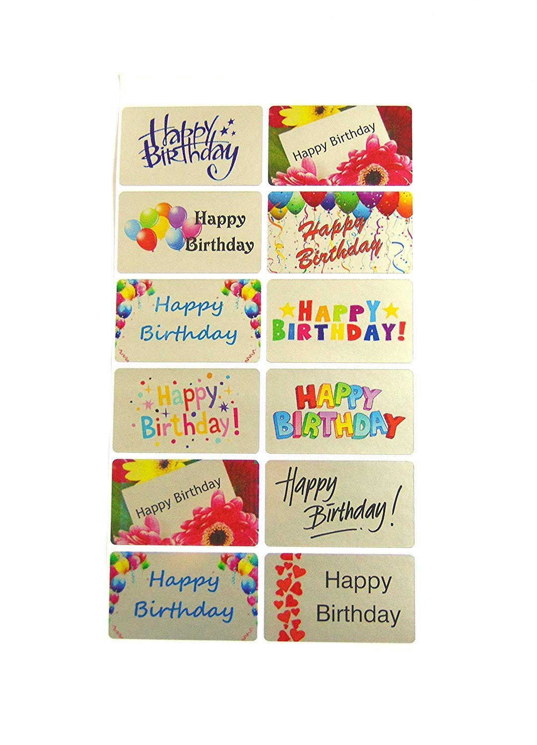 Minilabel Happy Birthday Greeting Stickers, Silver Self-Stick Labels For Cards, Envelopes, Craft, Decoration