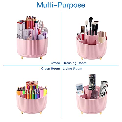 XDRELEC 360 Degree Rotating Pen Holder, Pencil Holder for Desk, Office Desk Organizers and Accessories, Pencil Cup, Pen Organizer,Office Organization and Storage (pink)