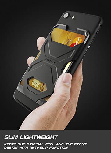 SUPCASE Adhesive Slim Wallet,(2-Pack) Ultra Thin Stick-On Silicone Credit Card Holder Sticker Adhesive Cell Phone Wallet Compatible for Most Smartphones(not fit Mobile Phones with Curved Back)(Black)