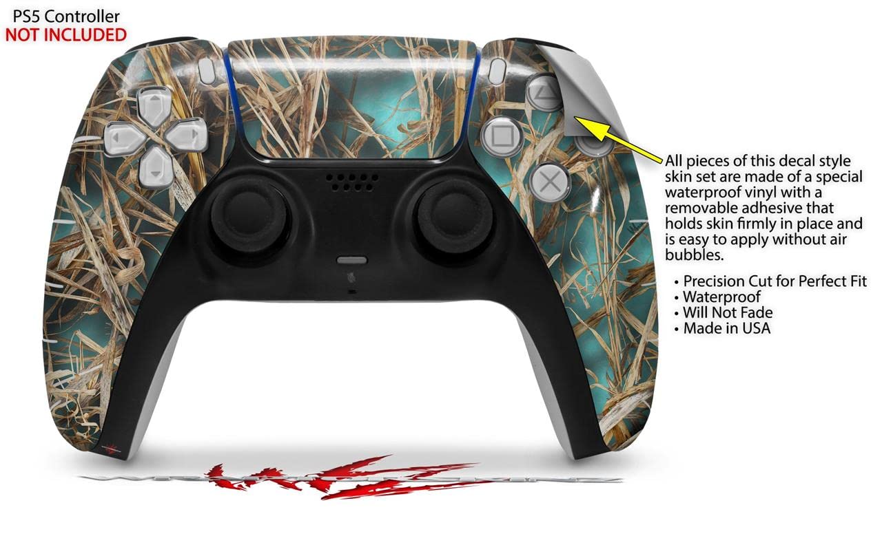 WraptorSkinz Skin Wrap compatible with Sony PS5 DualSense Controller WraptorCamo Grassy Marsh Camo Neon Teal (CONTROLLER NOT INCLUDED)