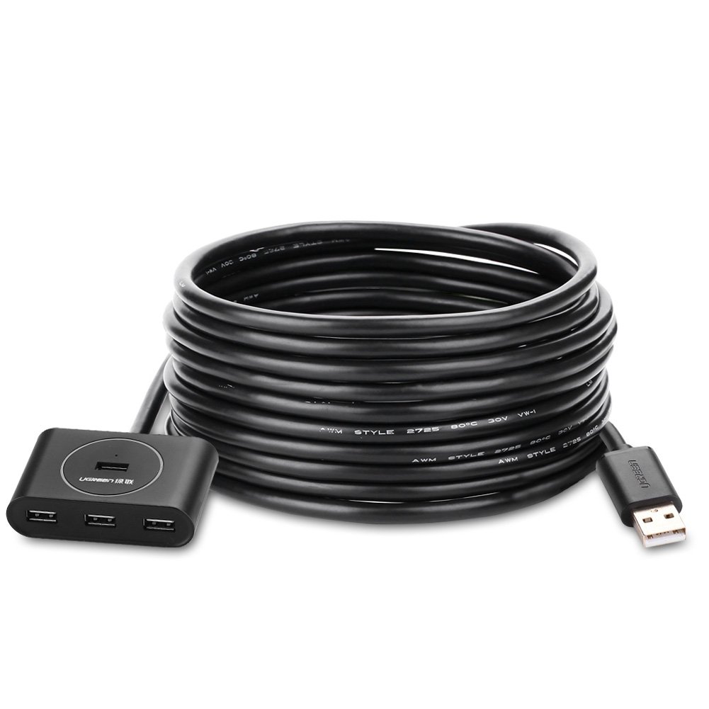 UGREEN USB Extension Cable USB 2.0 Active Repeater Extension Hub Cable 4-Port USB Hub A Male to A Female with Built-in Signal Booster Chips (15ft)