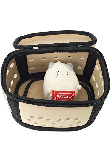 Portable Mini Poodle Puppy Carrier Hamster Cage - Cute Travel Carrier Hard-Sided Cage for Small Animal Puppy Kitty Hedgehog (Beige)