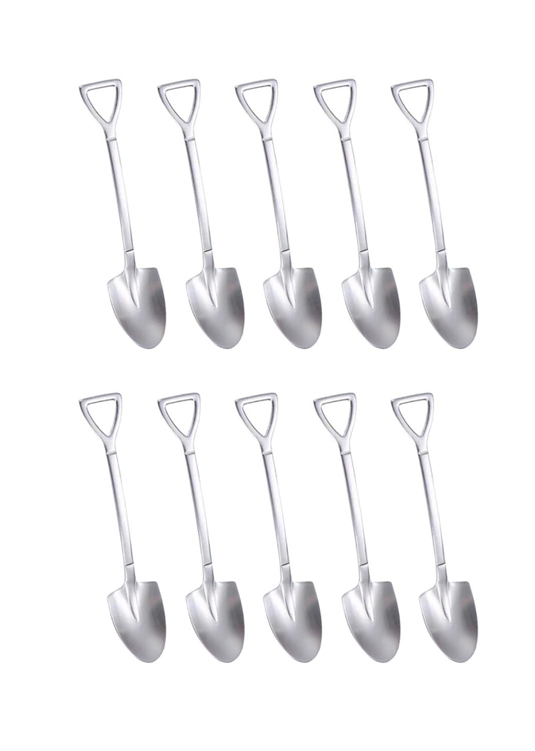 Smilesunus 10 Pcs Mini Shovel Spoons Dessert Spoons Stainless Steel Ice Cream Yogurt Spoons
