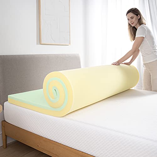 ZINUS 1.5/3/4-inch Green Tea Memory Foam Mattress Topper, Pressure-Relieving Layers, CertiPUR-US Certified, (3 in, King)
