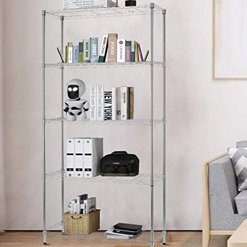 Storage Shelves Metal Wire Shelving Unit, 5-Tier NSF Heavy Duty Height Adjustable Utility Steel Garage Shelving with Leveling Feet, 36" L X 14" W X 72" H Commercial Grade Organizer Shelf Rack, Chrome