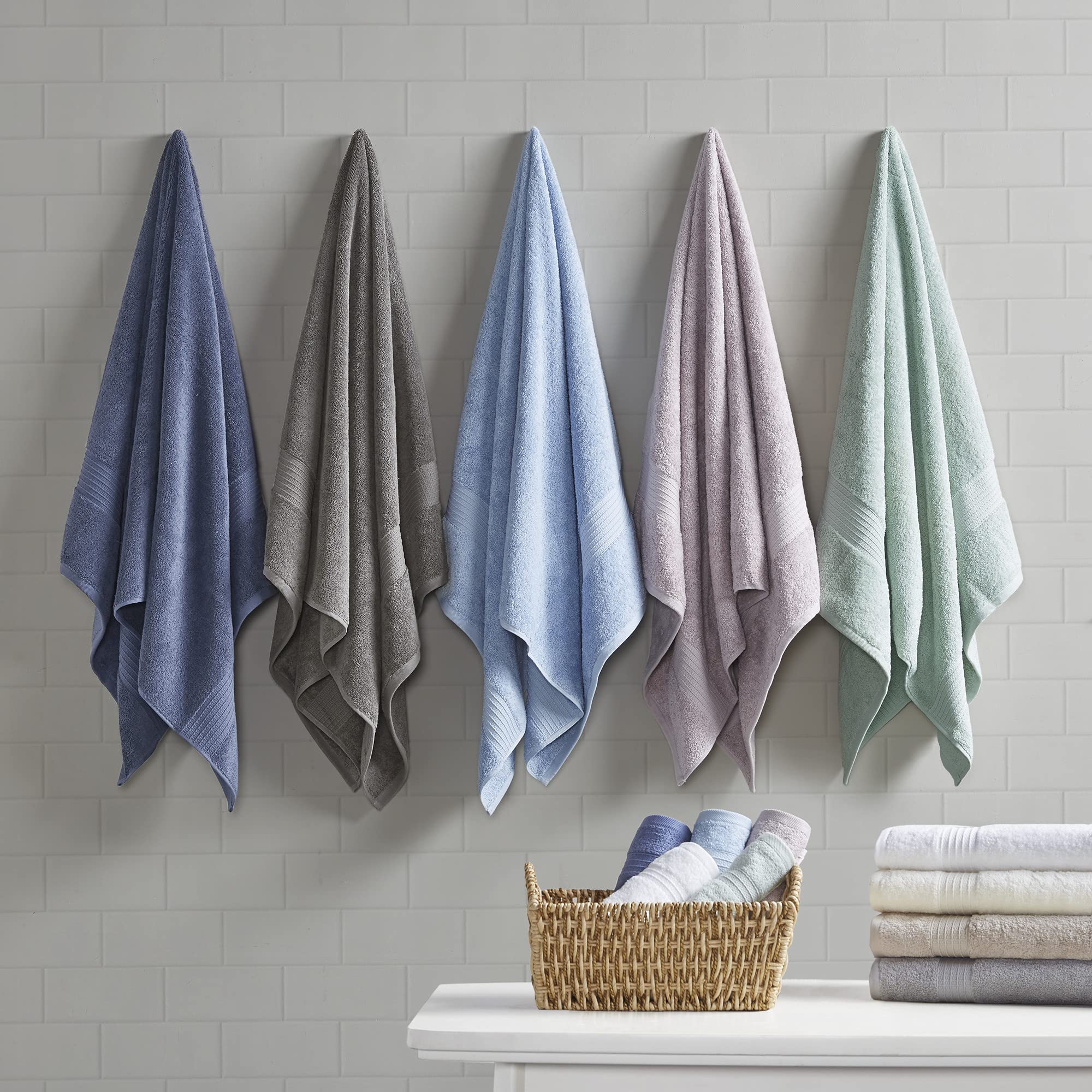 Madison Park Organic 100% Cotton Bathroom Towel Set, Hotel & Spa Quality Highly Absorbent, Quick Dry, Include for Shower, Handwash & Facial Washcloth, Multi-Sizes, Ivory
