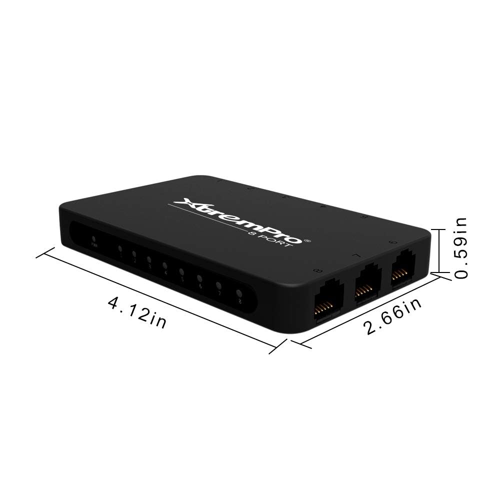 XtremPro 8-Port USB Powered 10/100Mbps Ethernet RJ45 Network Switch Hub - Black (61026)