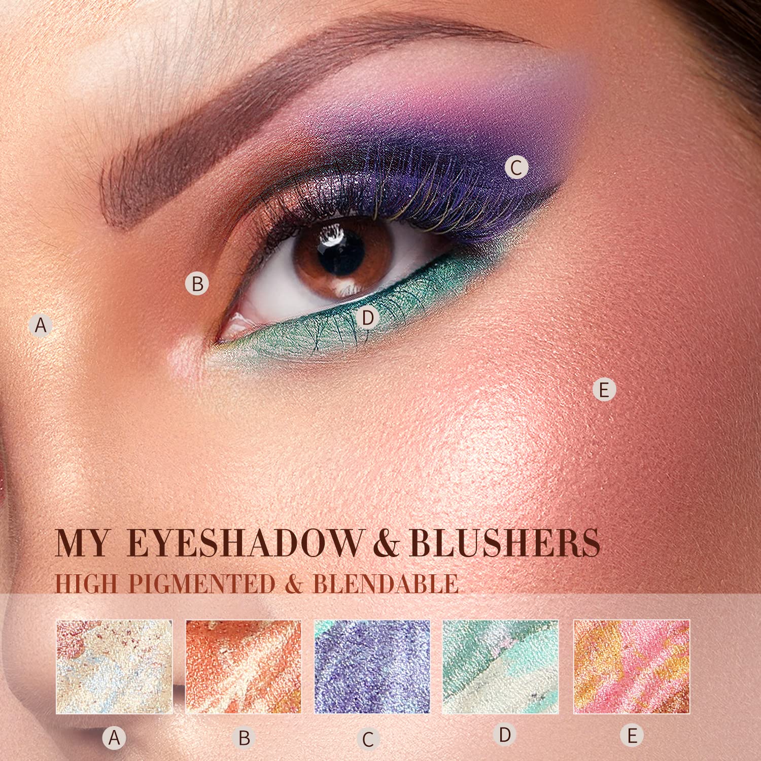 SU YAMMY Wet & Dry Baked Eyeshadow Palette - Talc Free and Ultra-Lightweight Metallic Eyeshadow & Blushers & Highlighter Pallet, Long Lasting with No Creasing (4 Pack 1#, 2#, 3#, 4#)