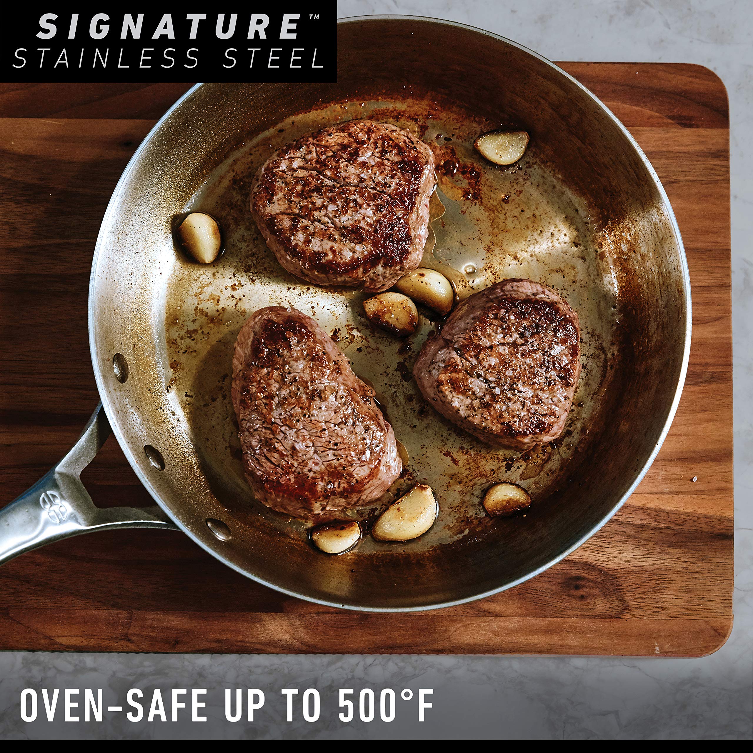 Calphalon Signature Stainless Steel 10-Inch Skillet Pan with Cover