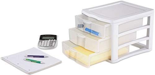 Sterilite 17918004 Compact Portable 3 Storage Drawer Organizer Cabinet (2 Pack)