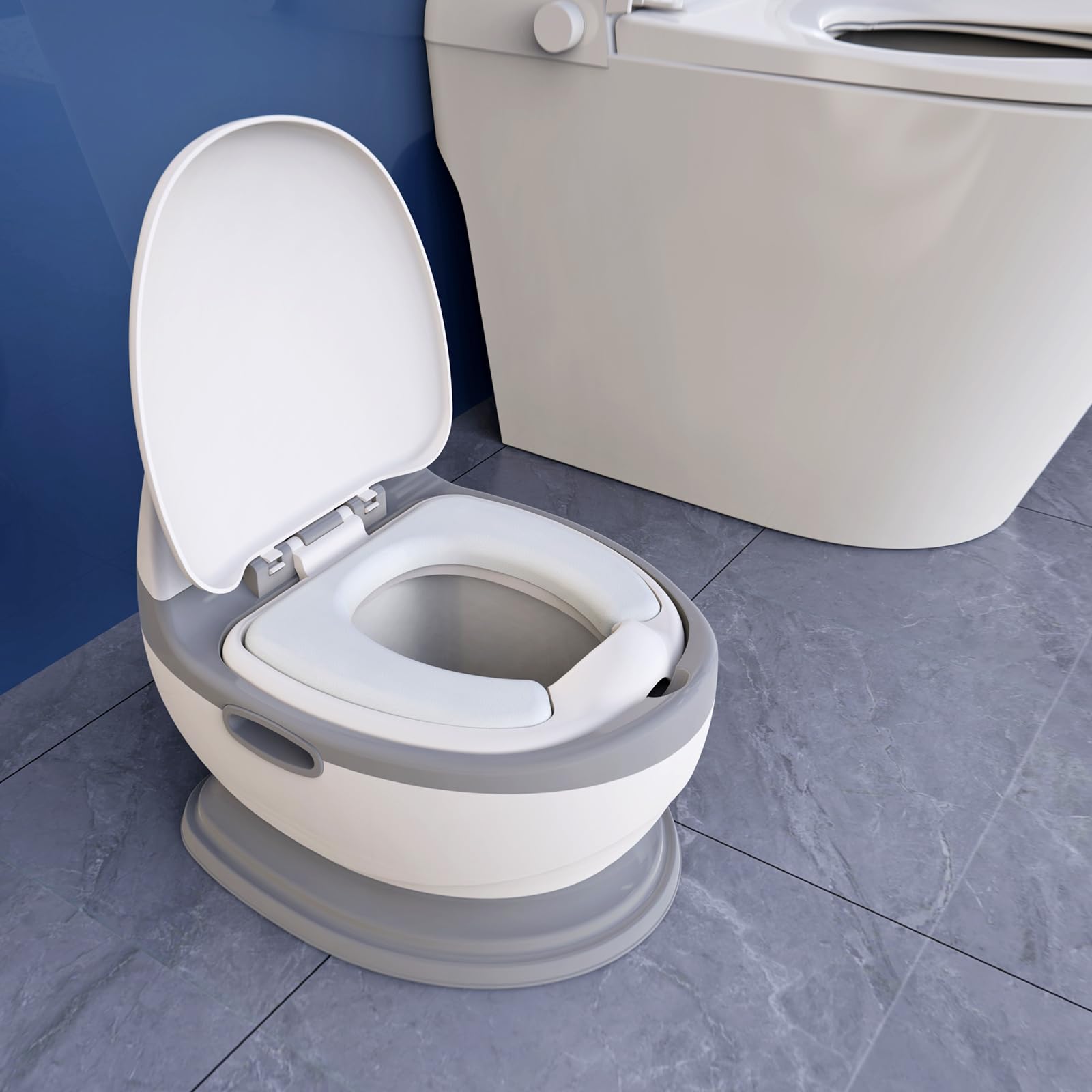 Realistic Training Toilet Potty for Toddler Boys Girls - Splash Guard - Flush Button (Pink)