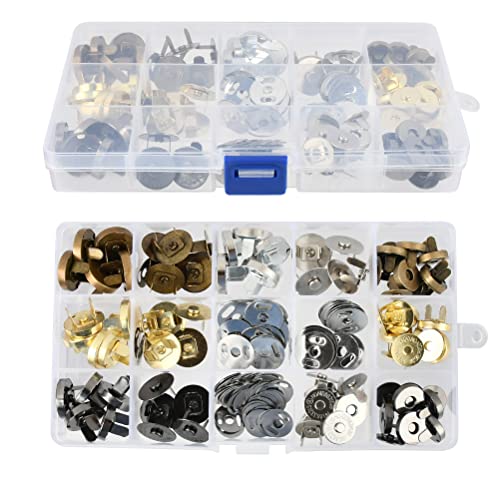 TIMESETL 40 Sets 14mm/18mm Magnetic Button Clasps Snaps Fastener Clasps DIY Craft Sewing Buttons Knitting Buttons Sets for Sewing, Craft, Purses, Bags, Clothes, Leather, 4 Colors