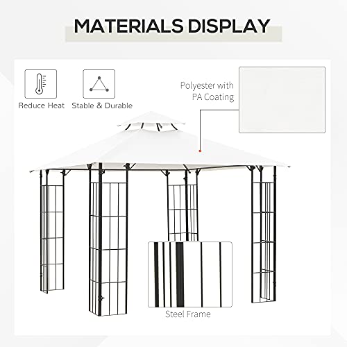 Outsunny 10' x 10' Patio Gazebo, Double Roof Outdoor Gazebo Canopy Shade Shelter with Metal Corner Frame Screen Wall, for Garden, Lawn, Backyard and Deck