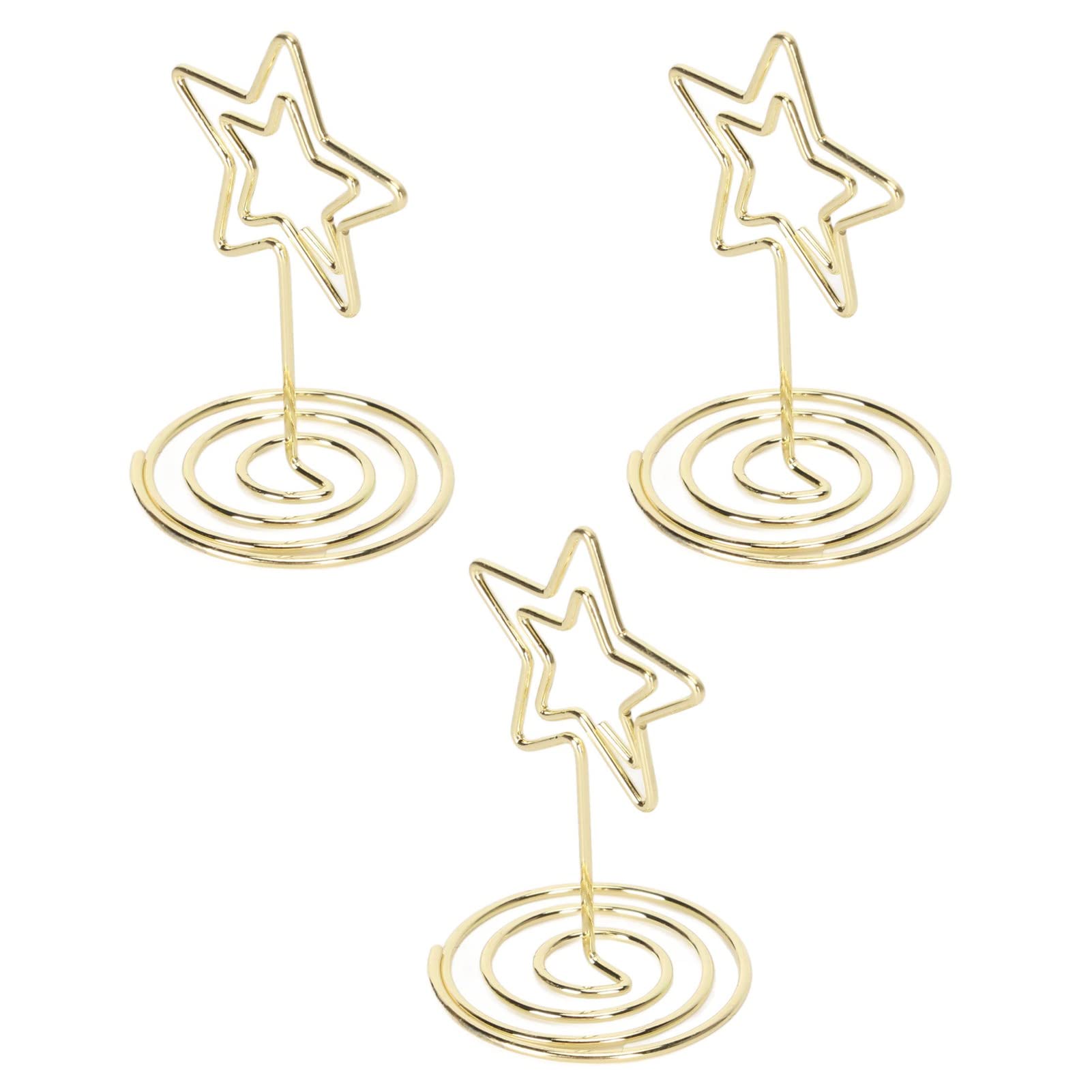 YJBOSS Small 5 Pointed Star Shape Gold Finish 20PCS Photo Picture Holders Table Sign Stand