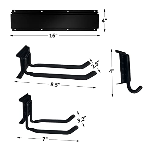 Tappio 12PCS Tool Storage Rack,wall mount tool organizer ,48 inch with 9 Adjustable Hooks uper Heavy Duty Steel Garden Tool Organizer Wall Holders