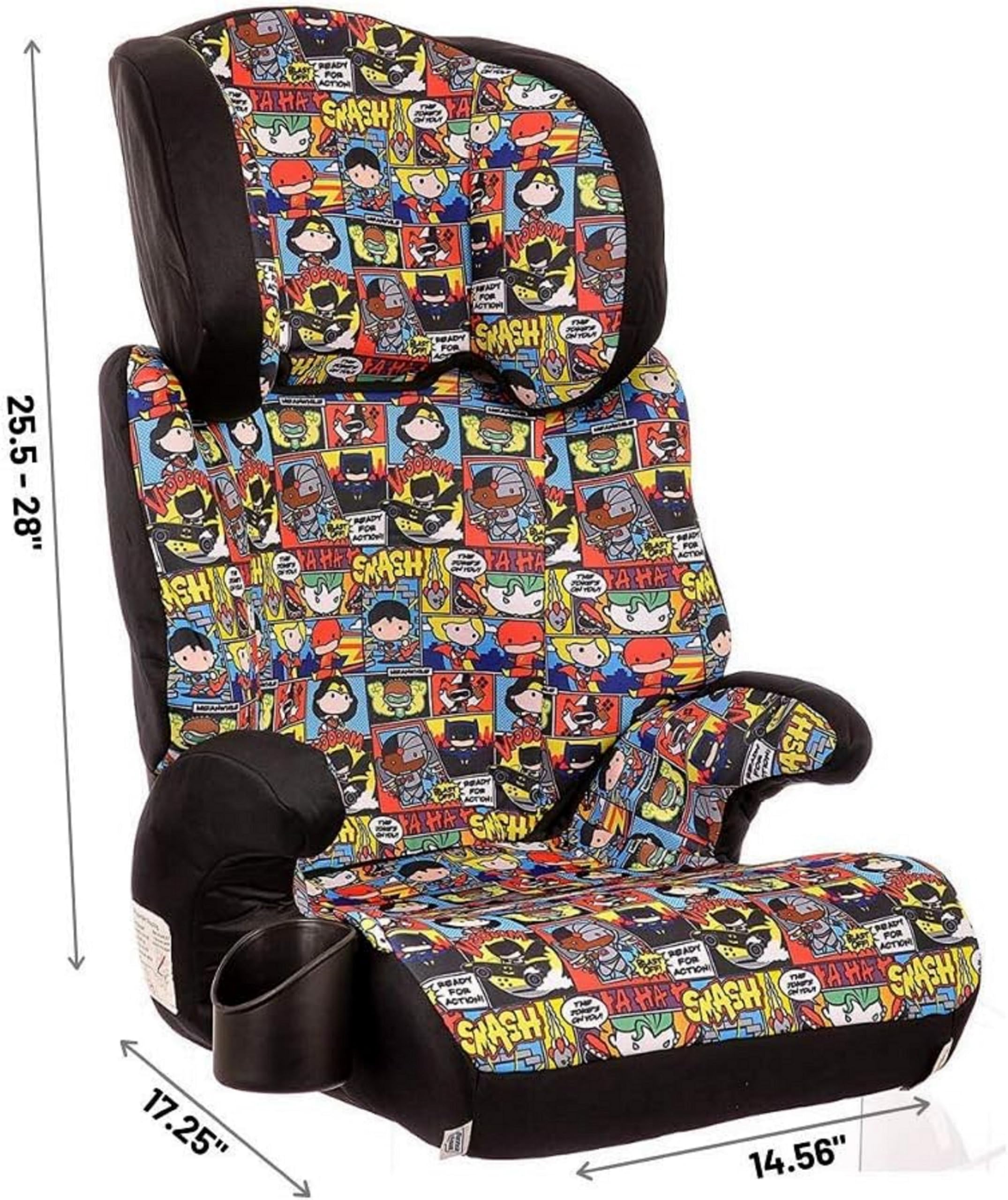 KidsEmbrace High-Back Booster Car Seat, DC Comics Chibi Justice League