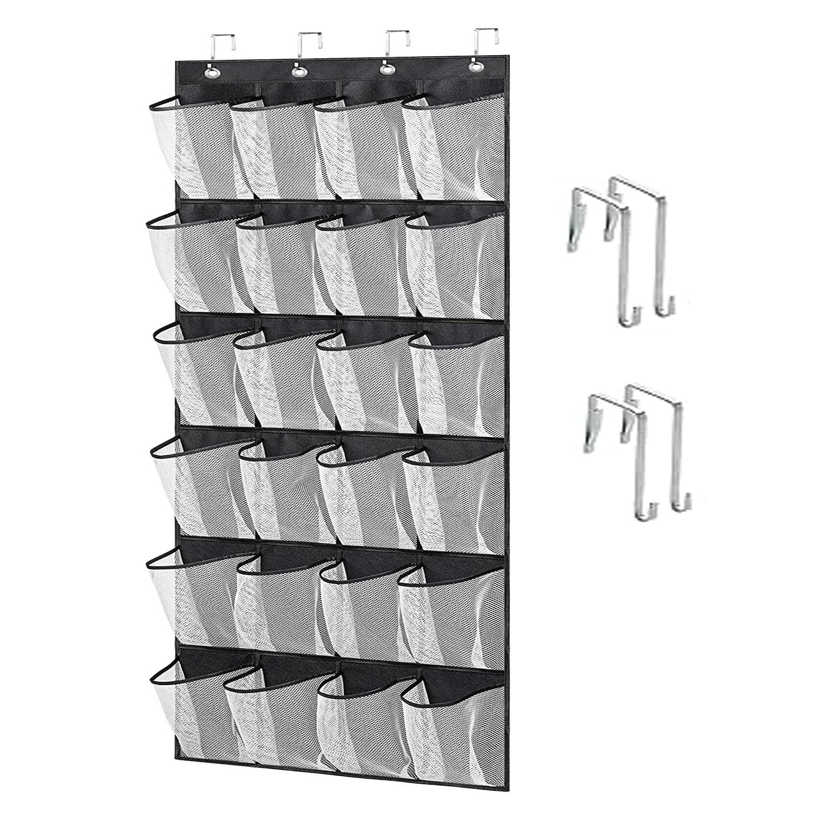 MIIDNTLX Over the Door Shoe Organizer,Hanging Shoe Organizers for Closet Entryway Cabinet Door Hanger,Shoes Storage Stand Wall Holder,Space Saving Clear 24 Pocket Mesh Breathable Shoe Rack