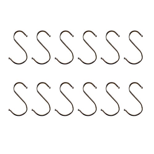 Super Z Outlet S Hooks 3" Heavy-Duty Stainless Steel Kitchen Hooks for Hanging Pans Pots Bags Towels Clothing (12 Pack)