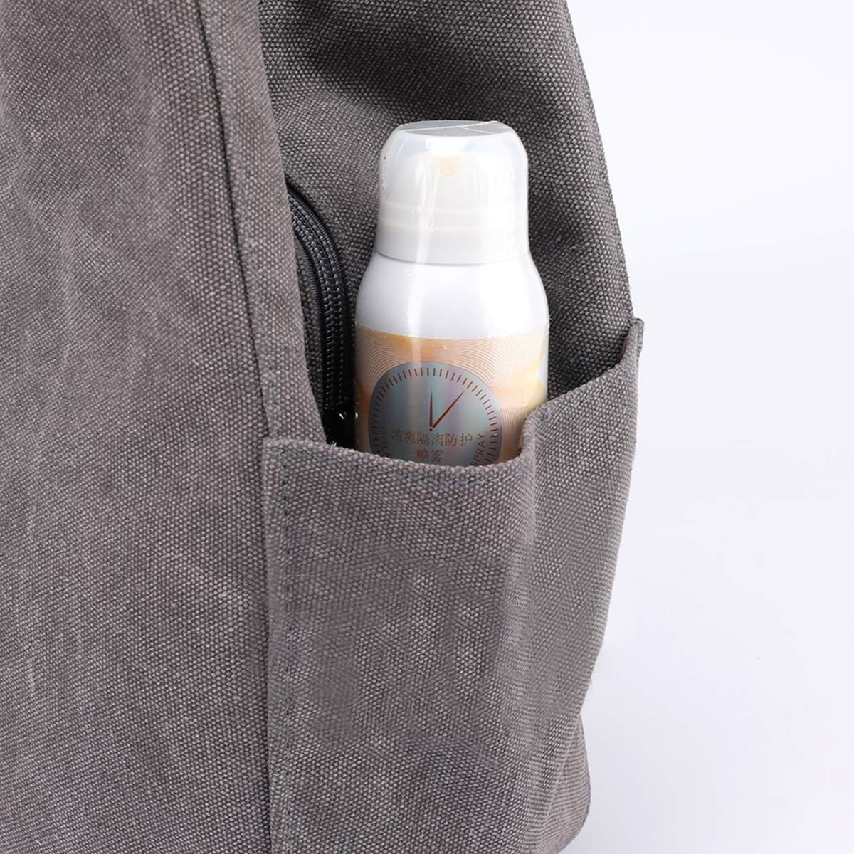 Hiigoo Fashion Women's Multi-pocket Cotton Canvas Handbags Shoulder Bags Totes Purses (Beige)