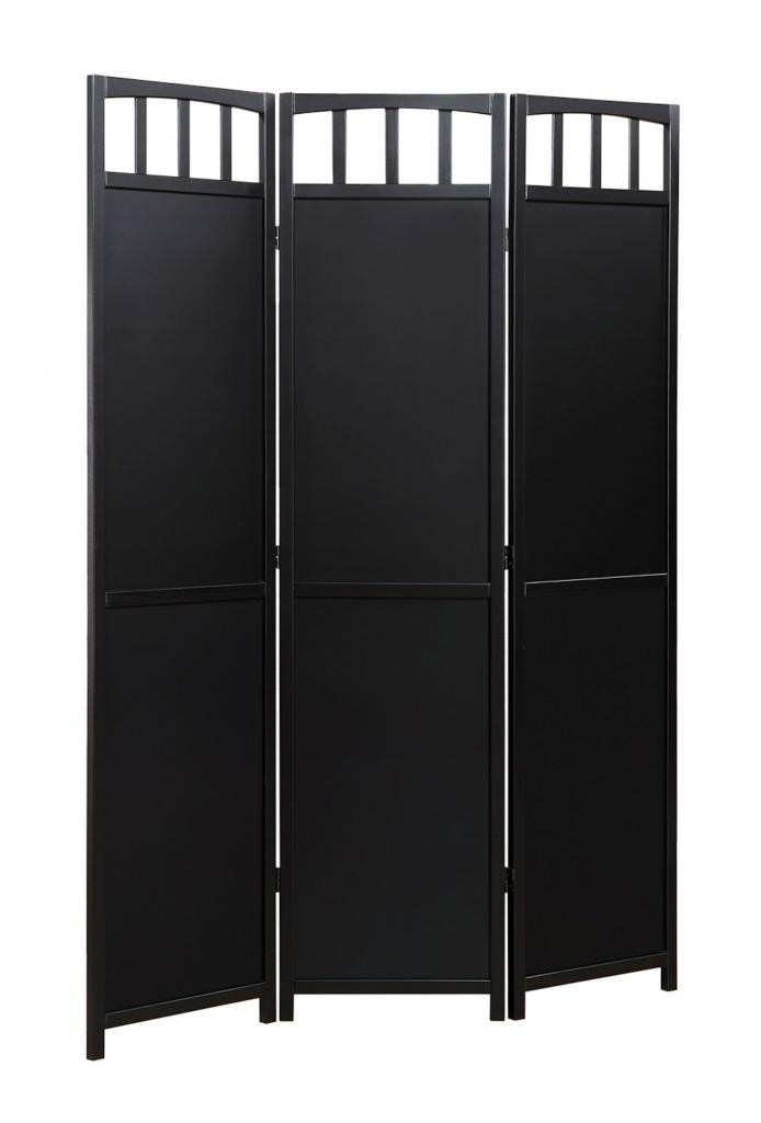 Legacy Decor 3 Panels Solid Wood Privacy Screen Room Divider Black Finish 5.8 ft Tall