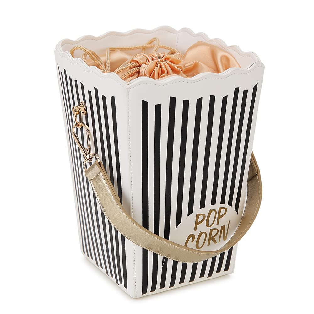 ENJOININ Novelty Fashion Women Crossbody Bag, Popcorn Box Style Clutch Bag for Girl Handbag Shoulder Bag Purse (Black B)