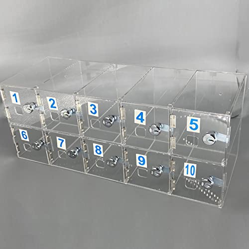 TZUTOGETHER Cell Phone Lock Box, Wall-Mounted Acrylic Cell Phones Storage Cabinet Storage Locker Box with Door Locks and Keys for Classroom Office Employees