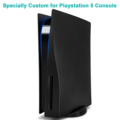 NICEMOVIC PS5 Accessories Plates for Playstation 5 Disc Edition, Cover Plates Compatible with PS5 Console, ABS Anti-Scratch Dustproof Replacement Face Plates with 1 Pack PS5 Controller Skin (Black)